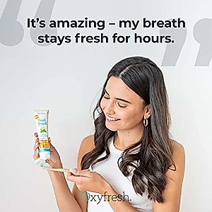 Premium Oxyfresh Lemon Mint Fresh Breath Toothpaste – Low Abrasion Toothpaste for Bad Breath - SLS & Fluoride Free Toothpaste – Anti Plaque & Tartar Control Toothpaste with Essential Oils. 5oz