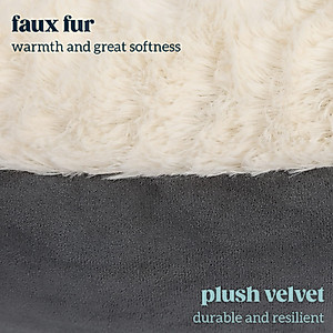 PELZIN Small Dog Bed for Extra Small Dogs Up to 20lbs - Washable Burrow Puppy Beds with Blanket Attached - Covered Dog Cave Bed with Anti-Slip Bottom - Charcoal Gray, 24"