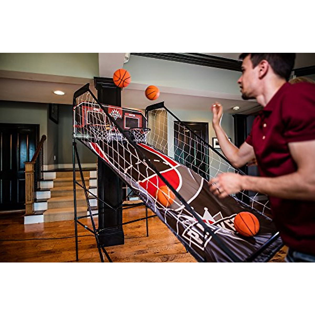 TRIUMPH SPORTS USA Play Maker Double Shootout Basketball Game Includes 4 Game-Ready Basketballs and Air Pump and Needle, Black