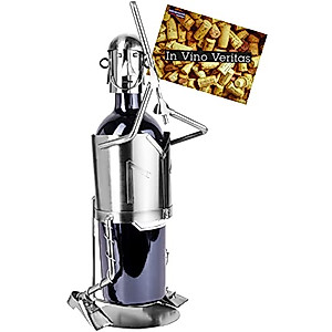 BRUBAKER Wine Bottle Holder 'Baseball' - Metal Sculpture - Wine Rack Decor - Tabletop - Greeting Card