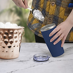 Futtumy 6 Pack Stainless Steel Travel Tumblers, 20 Oz Tumbler with 12 Lids, Insulated Coffee Tumblers, Double Wall Travel Tumblers, Thermal Cup, Powder Coated Coffee Cup for Hot Cold Drinks(Navy Blue)