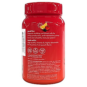Vitamin B12 5000mcg and Vitamin D3 5000 IU Gummies, 60 Count | Delicious Fruit Punch Flavor, Vitamin D and Methyl B12 Vitamins for Energy and Immune Support