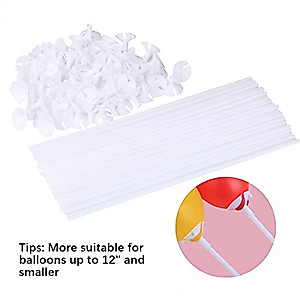 PP OPOUNT 50 Pieces Balloon Sticks Upgraded Version White Balloon Sticks Holders with Cups for Christmas Decoration, Wedding, Party, Holidays, Anniversary Decor