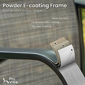 PHI VILLA Outdoor Swivel Bar Stools Set of 4, High Top Patio Bar Stools & Chairs with Armrest & Textilene Fabric for Outside, Grey