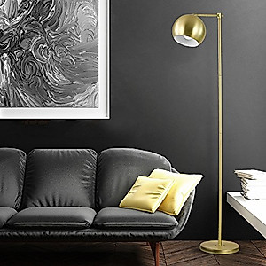 Globe Electric 12915 60" Floor Lamp, Gold, Satin Finish, in-Line On-Off Switch, Floor Lamp for Living Room, Floor Lamp for Bedroom, Home Improvement, Reading Lamp, Home Office Accessories, Floor Lamp