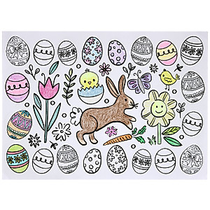 Iconikal Color-Your-Own 2-Sided Reversible Disposable Paper Place Mats, 14 x 10-inches, Easter, 22-Count