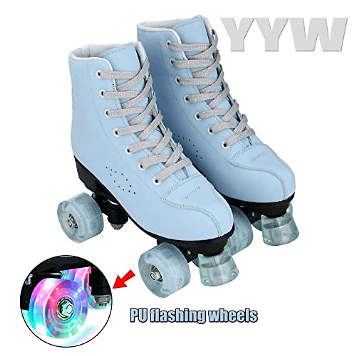 YYW Roller Skates For Women and Men Artificial Cowhide with Thick Cotton Protection Upper Outdoor Roller Skates for Girls Boys (39=US Women:9=US Men:7.5=Heel to Toe:25.5 cm)