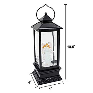 Wondise Lighted Angel Christmas Snow Globes Musical Lantern with Timer, USB Powered & Battery Operated Swirling Glitter Water Lantern (4 x 4 x 12 inch)