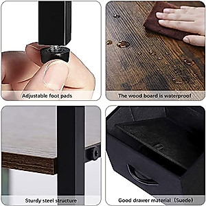 HIGOH Bedside Table Nightstand with Fabric DrawerBedside Furniture End Table Dresser for Bedroom Living Room Sofa Couch, Hall, Easy Assembly