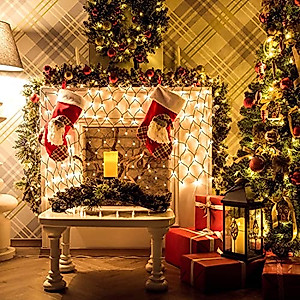 Christmas Net Lights, 9.8X6.6ft 200 LED Outdoor Net Mesh Lights 8 Modes Christmas Lights for Christmas Decor Bushes Fence Outdoor Garden Party Yard, Warm White