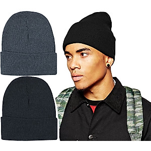 ToBeInStyle Men’s Pack of 6 Double Layered Winter Warm Basic Beanies - Assorted Colors