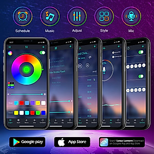 Aulimhti 60Ft Outdoor Waterproof LED Strip Lights,Music Sync RGB IP65 Led Lights with App Control and Remote,Color Changing Waterproof Led Rope Lights for Outdoor,Balcony,Roof,Garden,Stairs Party