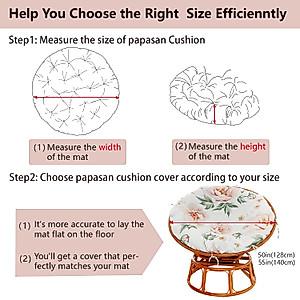 Tikitup Papasan chair cushion cover, outdoor waterproof papasan chair cushion cover, egg chair cushion cover, colorfast soft skin-friendly polyester fiber (Peony flower pattern, 50 IN)