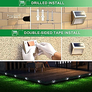 JSOT Solar Lights Outdoor for Deck,Waterproof Solar Garden Lights Decorative Outside Lamp for Walkway,Fence Post,Backyard,Railing,Wall,Pool,Step,Stairs 8 Lights Cool White