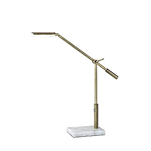 Adesso 4128-21 Vera LED Desk Lamp, 16-26 in, 6W Full Spectrum LED, Antique Brass Finish, 1 Table Lamp , White