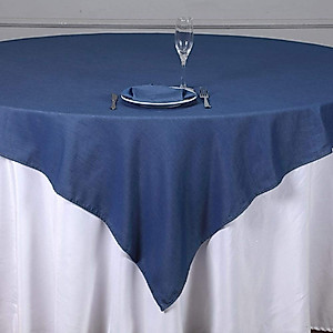 Tableclothsfactory 85" x 85" Dark Blue Faux Denim Polyester Table Overlays Square Tablecloth Cover for Wedding Party Event Banquet