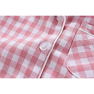 Mud Kingdom Baby Pajamas for Girls Boys Kids Clothes Sets Button Down Lattice 100% Cotton Sleepwear Pink 2T