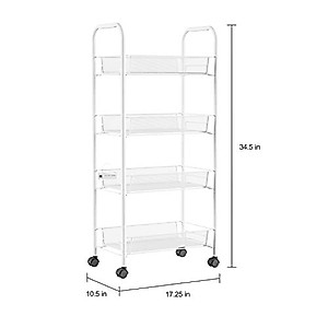Lavish Home 4-Tiered Narrow Rolling Storage Shelves - Mobile Space Saving Utility Organizer Cart for Kitchen, Bathroom, Laundry, Garage or Office