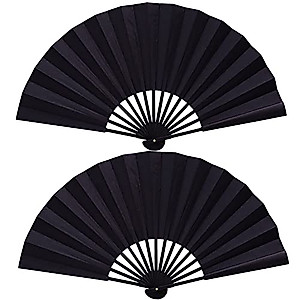 Heyiminy 2Pcs Folding Hand Fan Vintage Foldable Handheld Fans,Handheld Folding Fan Chinese Kung Fu Tai Chi Fan for Men and Women Performance,Dance,Decoration,Gift