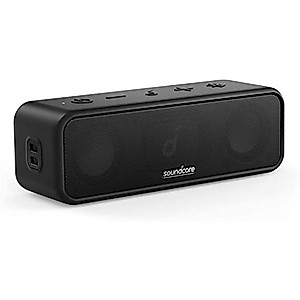 Soundcore 3 by Anker, Bluetooth Speaker with Stereo Sound, 24H Playtime, IPX7 Waterproof, Pure Titanium Diaphragm Drivers, PartyCast, BassUp, App, Custom EQ, for Home, Outdoor, and Beach