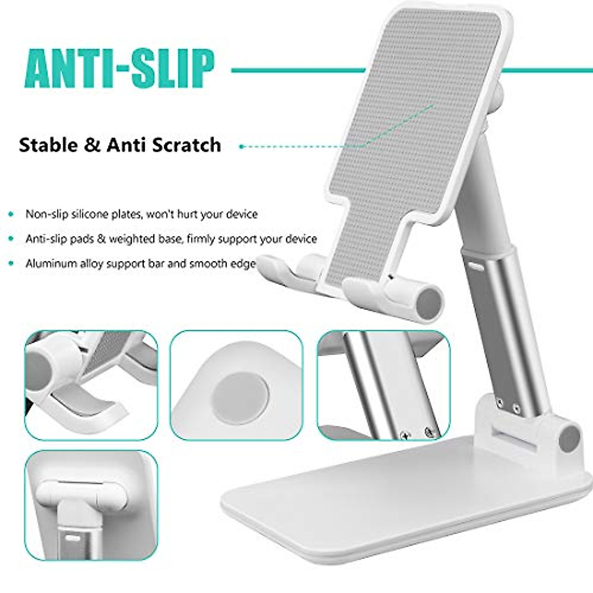 Cell Phone Stand for Desk, Angle Height Adjustable Phone Holder for Office, Compatible with iPhone 12 11 Pro XS Max XR 8 7 6S Plus, Samsung S20+ Note10, Tablets, Charging Accessories