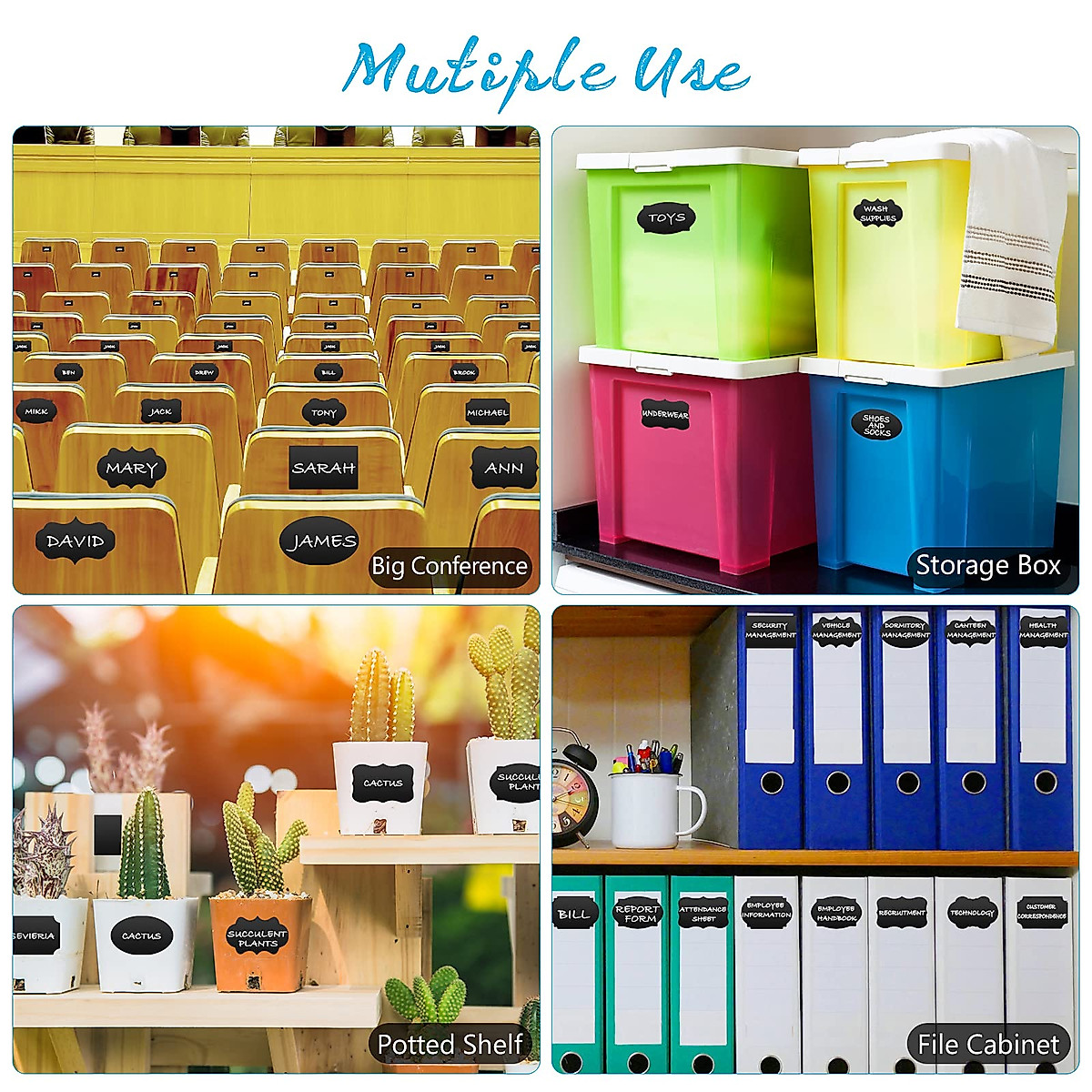 Chalkboard Labels Bulk (180PCS) - 2 Free Erasable White Chalk Marker, Mini Decorative Chalk Labels, Reusable and Waterproof Black Labels for Jars Containers Kitchen Home Pantry Office