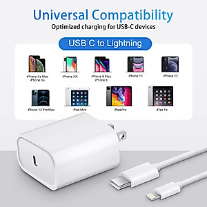 i Phone Charger Fast Charging, 3PACK 20W USB C Wall Charger Block with 6FT Fast i Phone Charger Cord Compatible with i Phone 14/13/12/11 Pro Max,Mini,Pro/XR/iPad