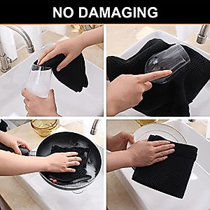 Homaxy 100% Cotton Dish Cloths, Pack of 8-12 x 12 Inches, Waffle Weave Super Soft and Absorbent Dish Towels Quick Drying Dishcloths, Black