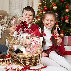 Maitys 2 Sets Basket for Gifts Empty Bulk Woven Wicker Empty Gift Baskets with Handles Clear Gift Bags Kraft Cards Pull Bows Gift Basket Kit Supplies to Fill for Wedding Birthday Party Gift Wrapping