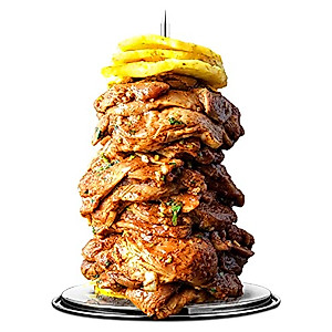 GriAddict Brazilian BBQ Skewers Hack, Al Pastor Stick - Gyro Spit Shawarma Stand for Oven - Stainless Removable Skewers Rack for Grilling, Vertical Grilling Rack Meat Spit, Turkey Hanger for Smoker