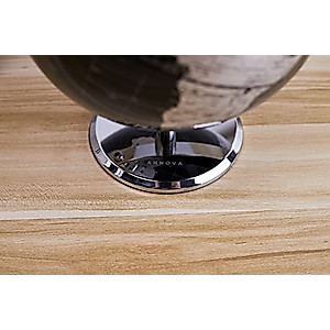 ANNOVA Metallic World Globe Black – Educational/Geographic/Modern Desktop Decoration - Stainless Steel Arc and Base/Earth World - Metallic Black - for School, Home, and Office (8-Inch)