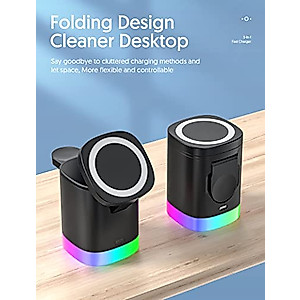 Magnetic Wireless Charging Station for Apple Series,3 in 1 Faster Mag-Safe Wireless Charger Stand for iPhone 14/13/12 Series/iPhone11/Samsung, Apple Watch Series and Airpods with QC3.0 Adapter