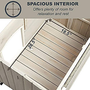 MidWest Homes for Pets Eillo Folding Outdoor Wood Dog House, No Tools Required for Assembly | Dog House Ideal for Small Dog Breeds, Beige (12EWDH-S)