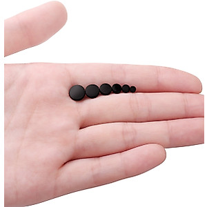 FIBO STEEL 3 Pairs Stainless Steel Black Stud Earrings for Men Women Hypoallergenic Mens Earrings Stud Set, Black Square Round Diamond CZ Stud Earrings Pierced 6mm