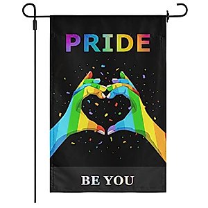 Pride Garden Flags Double Sided Gay Lesbian LGBTQ Pride Progress Flag Pansexual Yard Flag for Outdoor Decoration 12.5 x 18 Inch