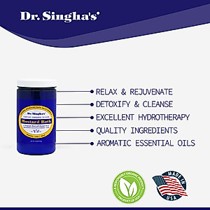 Dr. Singha's Mustard Bath Salts - 28 oz Herbal & Essential Oil Blend for Detoxifying Bath Soak, Toxin Elimination, Sore Muscles, Stress Relief, Restless Nights - Made in The USA