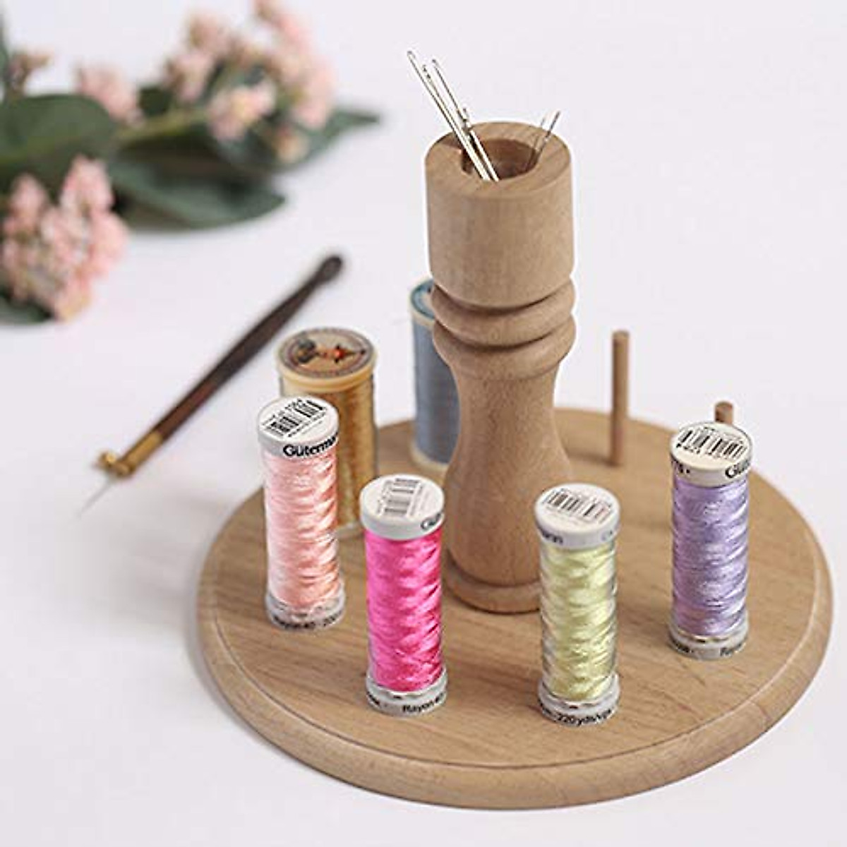Kelendle 8 Spool Portable Wooden Bobbin Holder Stand Thread Rack Holder Thread Organizer Rack