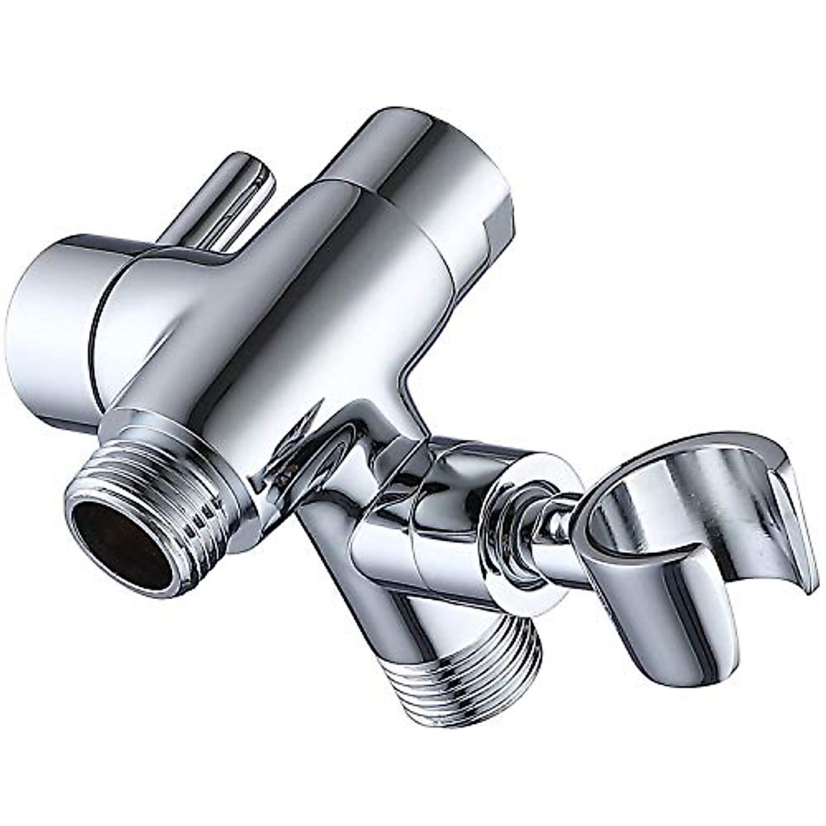 G-Promise Solid Metal Shower Arm Diverter with Handshower Mount for Hand Held Showerhead and Fixed Spray Head ∣ G 1/2 3-Way Bathroom Universal Shower System Replacement Part (Polished Chrome)