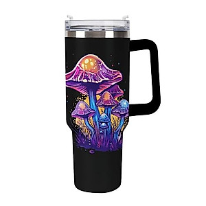 Magic Mushrooms 40OZ Tumbler Stainless Steel Travel Mug Water Bottle Car Cup Tea Cups with Lid Black-style