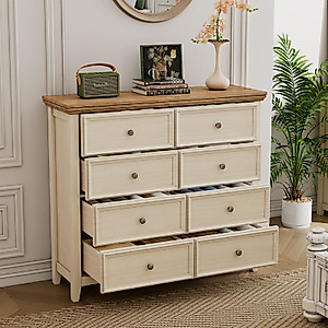 BLANKSPACE Dresser for Bedroom,Modern 8 Drawer Dresser, Wood Drawer Organizer with Metal Knobs, Large Capacity Wood Cabinet for Bedroom, Hallway