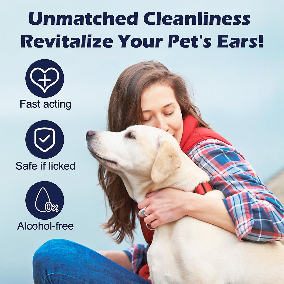 UNIPUP Dog Ear Finger Wipes, Gentle Dog Ear Cleaning Wipes for Dogs and Cats, Ear Wipes for Dogs Remove Ear Wax, Dirt, and Odor, Puppy Ear Wipes Sooths & Deodorizes, Natural Ingredients 70 Count