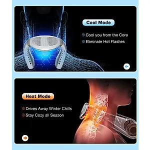 TORRAS [COOLiFY Air・2024 Upgrade Neck Air Conditioner, Ultra-Light Portable Neck Fan Rechargeable, Personal Cooling Device Neck Fans that blow cold air with 3 Modes Fan/Cooler/Heat, White