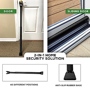 Guard Dog Security Door Jammer 2-in-1 Adjustable Door Knob Jammer & Sliding Patio Door Security Bar – 40 Different Adjustments (Black, 1 Pack)
