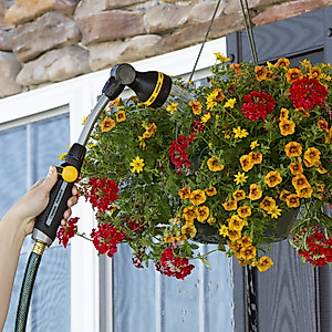 Melnor 65173AMZ RelaxGrip 8 Pattern 16" Pivoting Wand Bundle, Metal, Black, Yellow