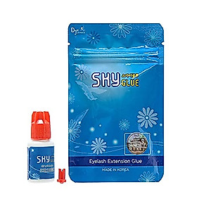 1 Bottle Long Retention Eyelash Extensions Glue Sky S+ 5ml Professional Black Eyelash Extension Adhesive 1-2s Fast Drying 6-8 Weeks Lasting time by KBS with 2 Eyepatch (OneTwo Pack)