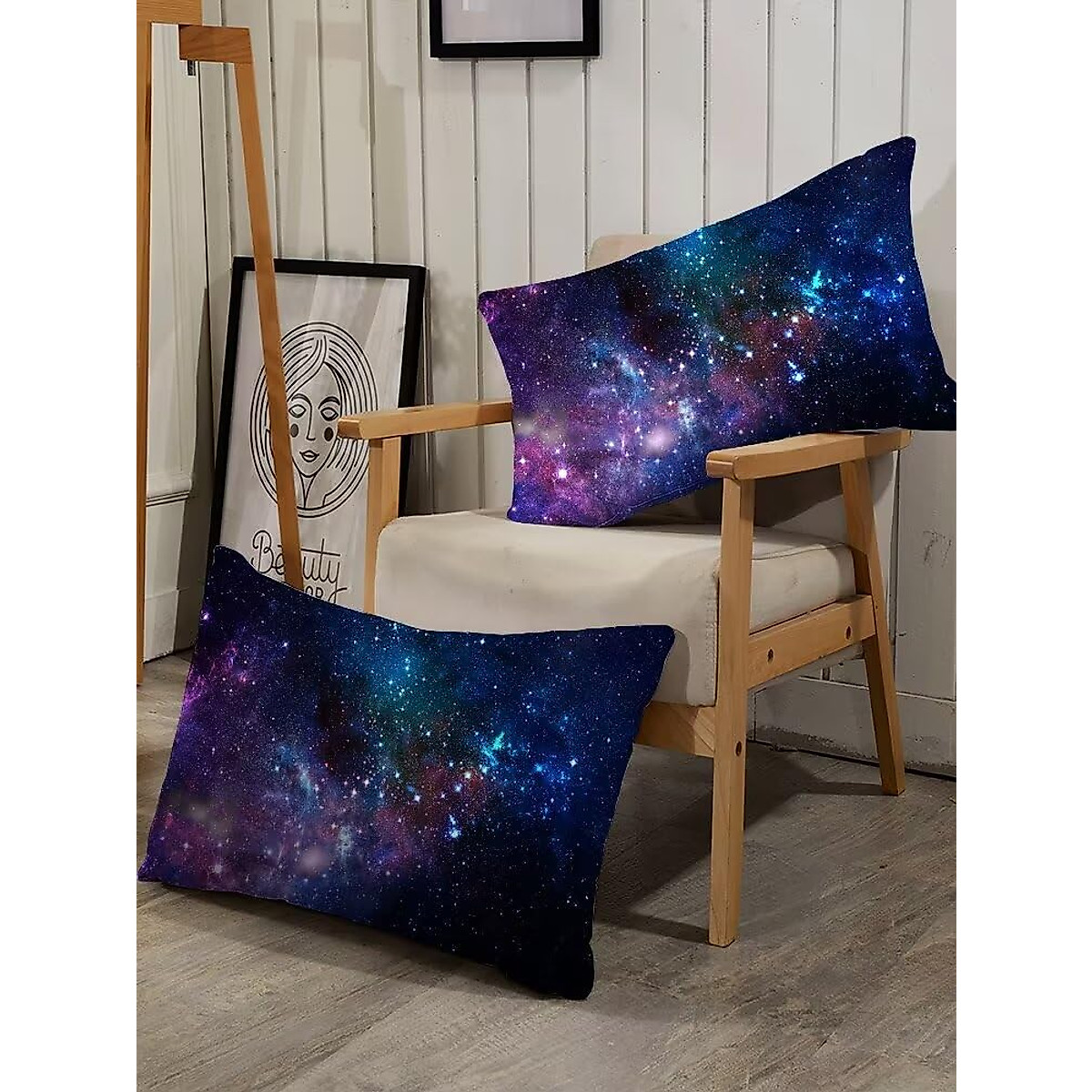 kxry Blue Purple Galaxy Fitted Sheet Sets Queen Size for Boys Kids Teens Outer Space Starry Sky Universe Bedding Set 1 Fitted Sheet + 1 Flat Sheet + 2 Pillow Cases