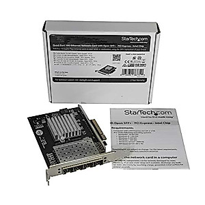 StarTech.com Quad Port 10G SFP+ Network Card - Intel XL710 Open SFP+ Converged Adapter - PCIe 10 Gigabit Ethernet Server NIC - 10GbE Fiber Optic LAN Card - Dell PowerEdge HPE ProLiant (PEX10GSFP4I)