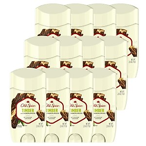 Old Spice Antiperspirant Deodorant for Men, Timber With Sandalwood, Inspired by Natural Elements, Invisible Solid, 2.6 Oz, Pack of 12