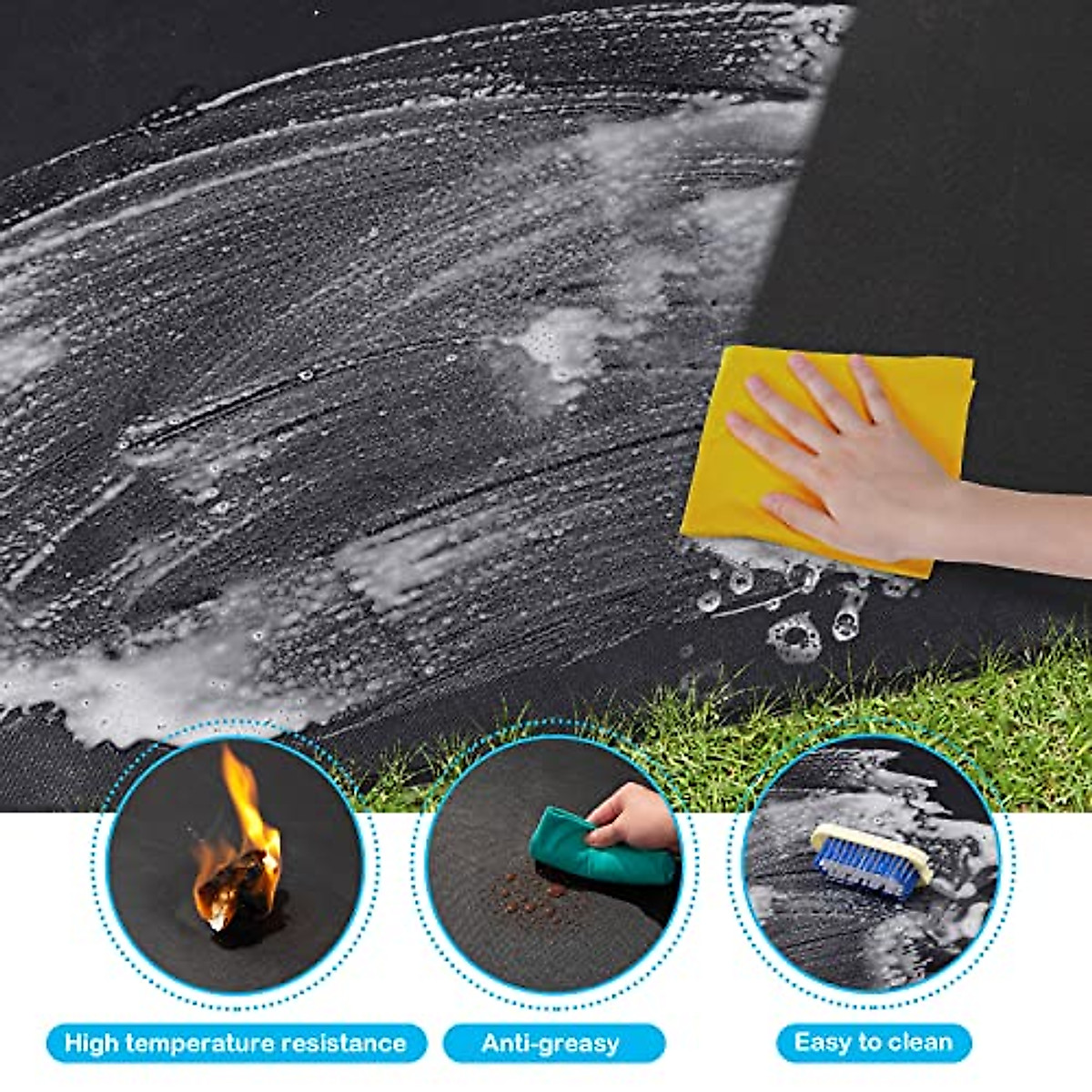 Cvtayn Large Under Grill Mat 60 ×42 Inch for Outdoor Charcoal, Smokers, Gas Grills, Deck and Patio Protective Mats, Fireproof Grill Pads, Indoor Fireplace Mat Prevents Ember Damage Wood Floor