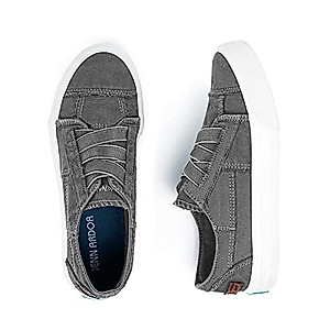 JENN ARDOR Women's Stylish Slip On Sneakers No Laces Elastic Low Top Canvas Sneakers Trendy Flats Comfortable Casual Walking Shoes Grey
